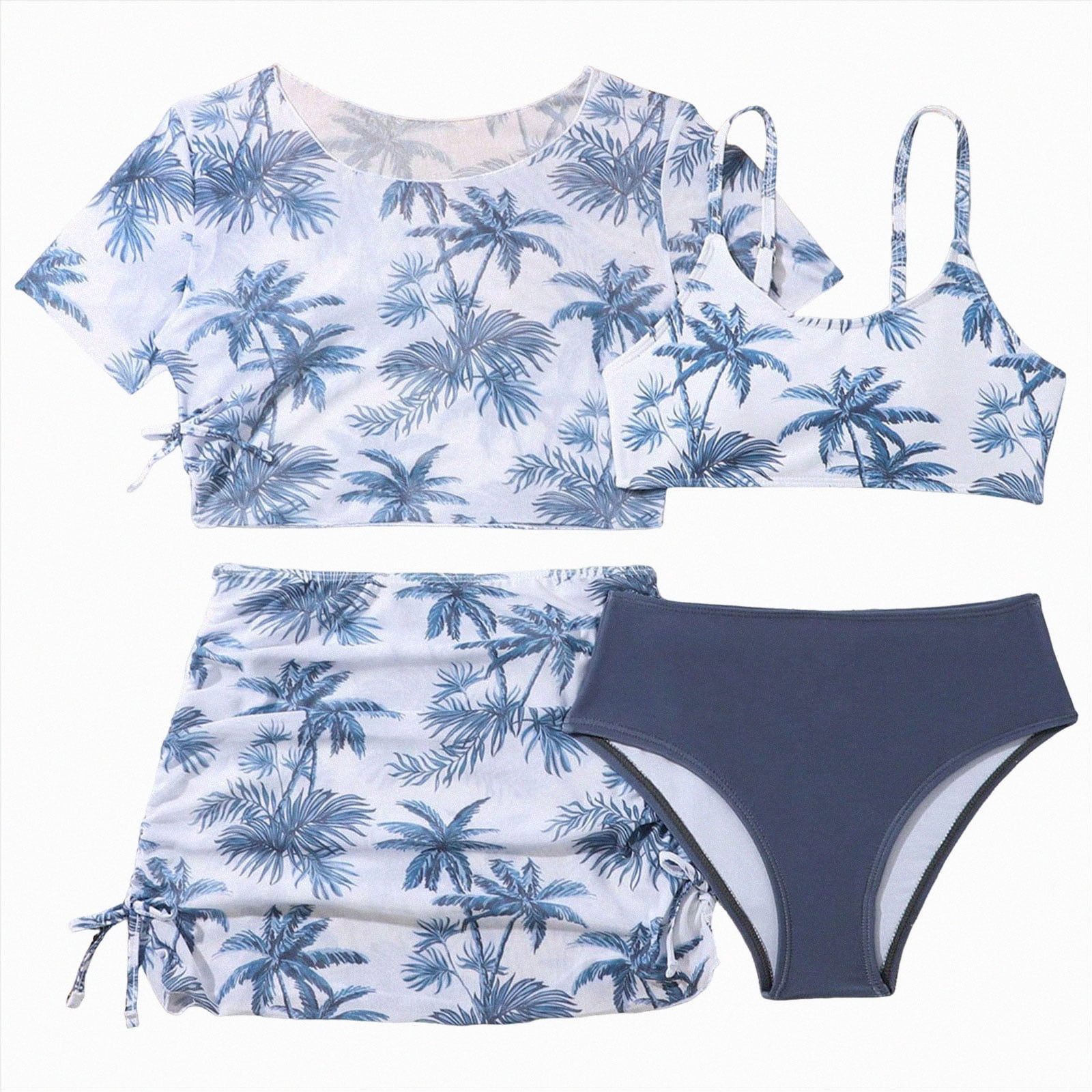 BOBOGOJP Girls 4 Swimsuit Set Print Bathing Suit with Quick Dry Modest ...