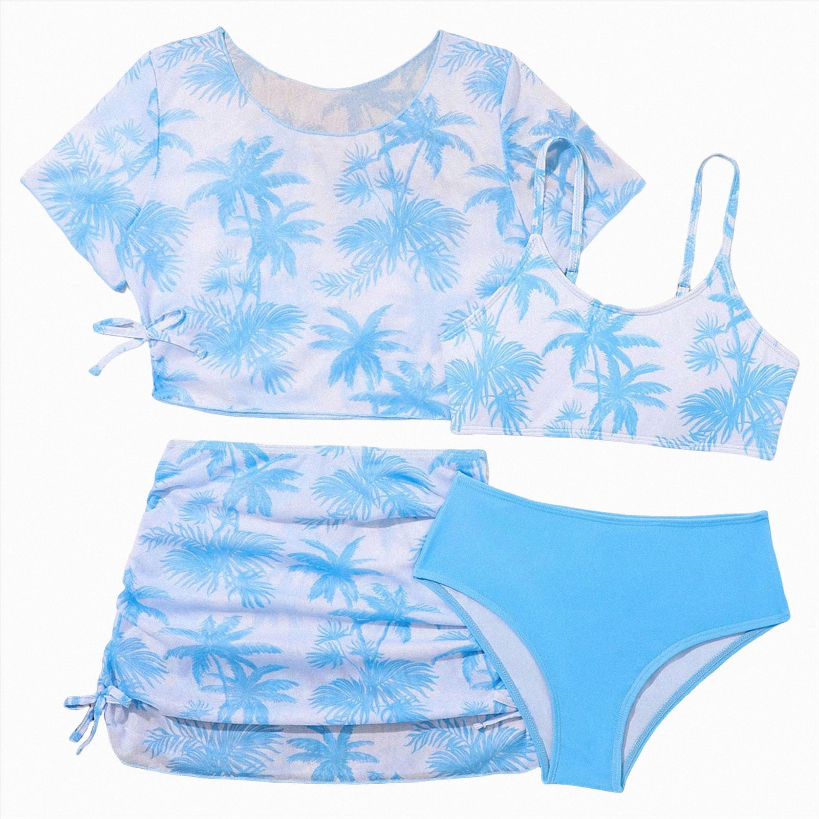 BOBOGOJP Girls 4 Swimsuit Set Print Bathing Suit with Quick Dry Modest ...