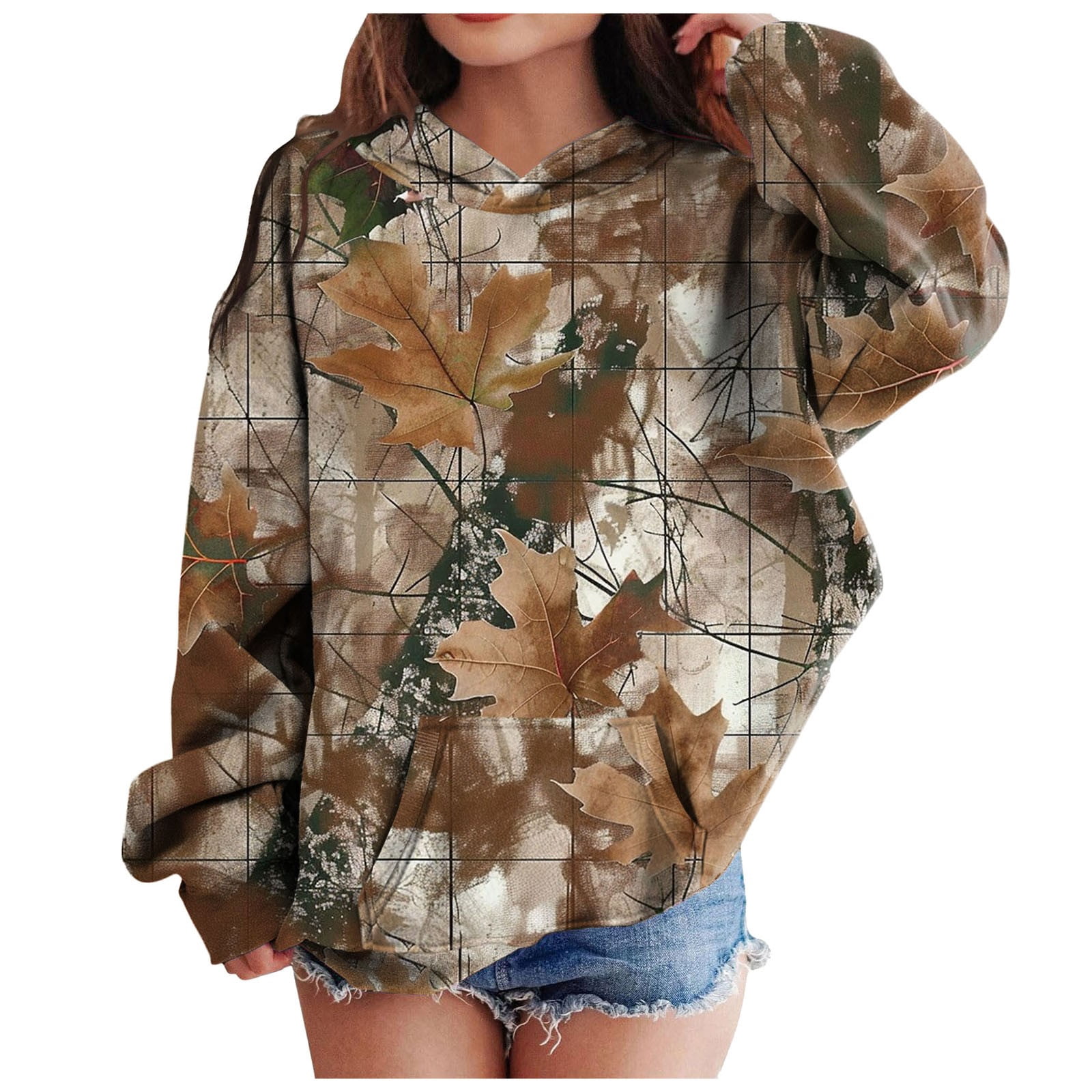 BOBOGOJP Girls Camo Hoodie Pullovers Cropped Sweatshirt Long Sleeve ...