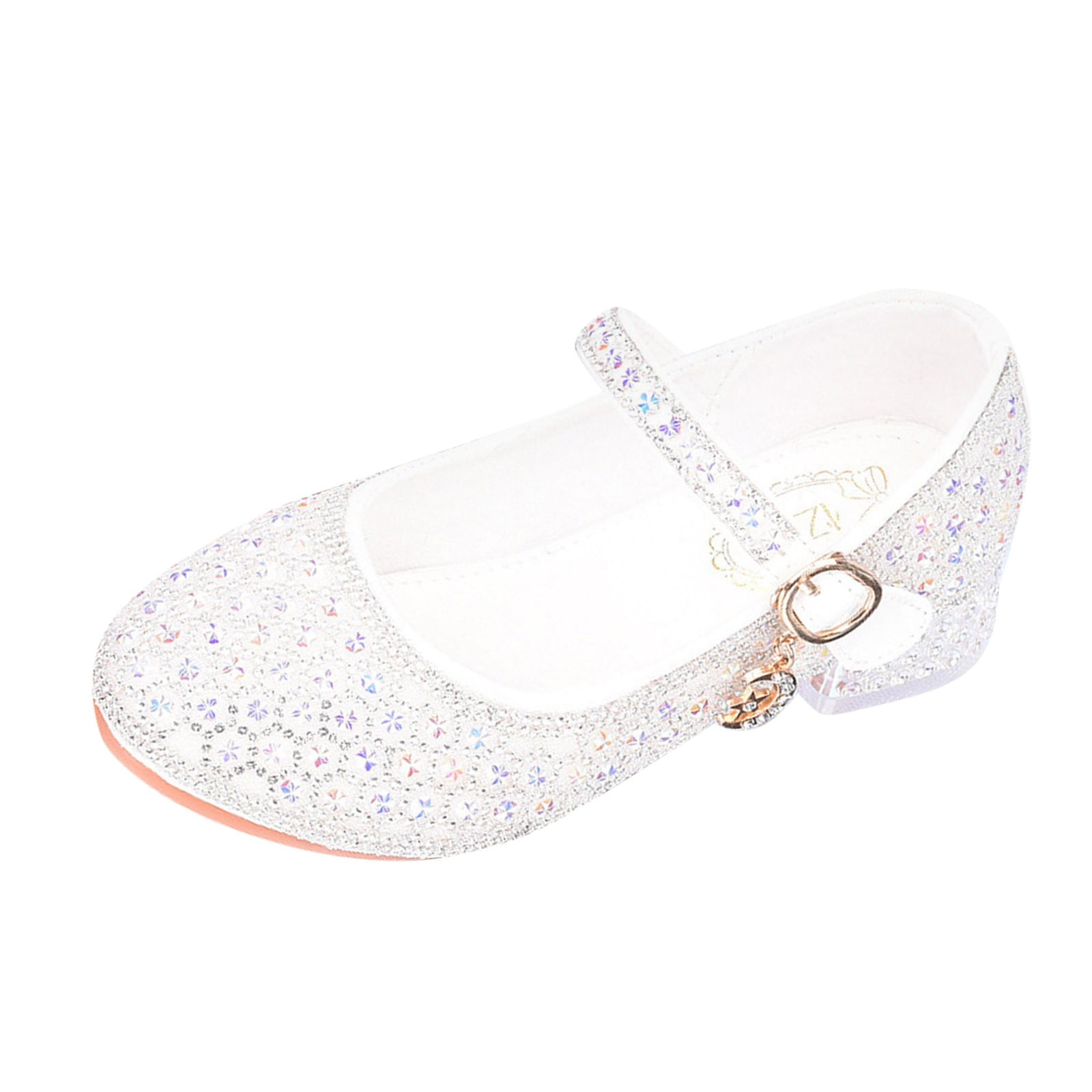 BOBOGOJP Girls Dress Shoes Glitter Shoe Flower Mary Jane Low Heels ...