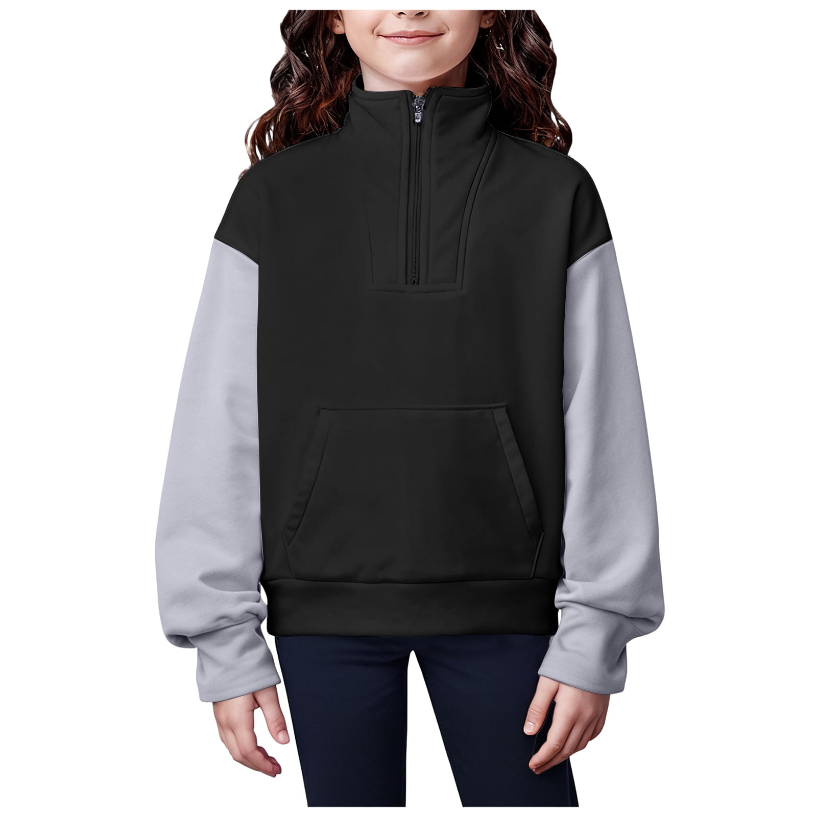 BOBOGOJP Girls' Hoodies Sweatshirts Half Zipper Pullover Crop Tops for ...