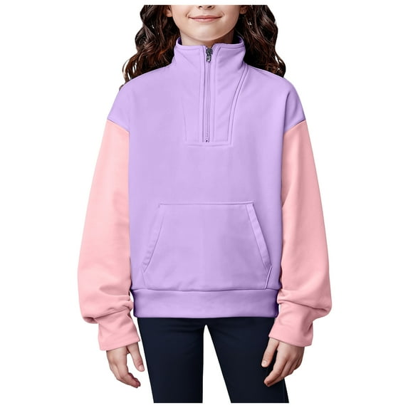 BOBOGOJP Girls' Hoodies Sweatshirts Half Zipper Pullover Crop Tops for ...