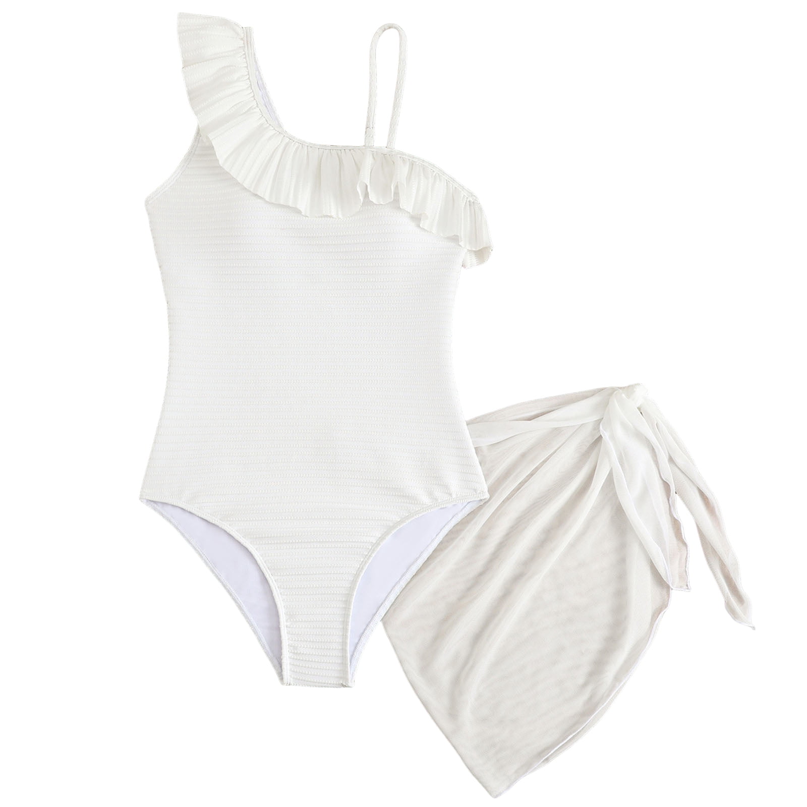 BOBOGOJP Girls One Piece Swimsuit with Cover Up Skirt Size 6-15 Years ...
