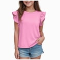 BOBOGOJP Girls Ruffle Short Sleeve T Shirts Summer Crewneck Tops Cute ...