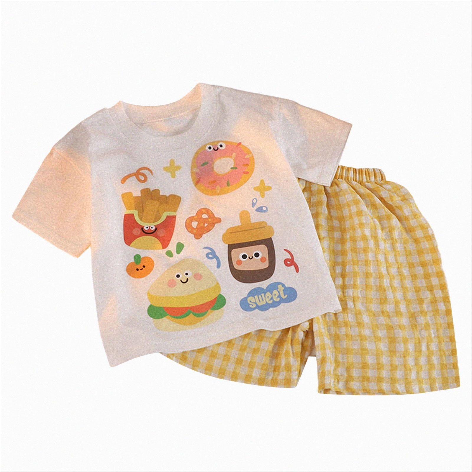 BOBOGOJP Girls Short Sets Cotton 2 Summer Toddler Girl Top Shorts 2-7T ...