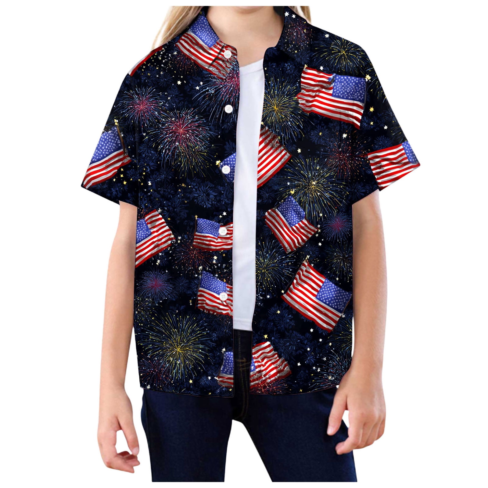 BOBOGOJP Girls Summer Hawaiian Shirts Soft Cool Floral Print T-Shirt ...
