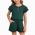 BOBOGOJP Girls Summer Outfits 2 Sets Ruffle Short Sleeve Button Down ...