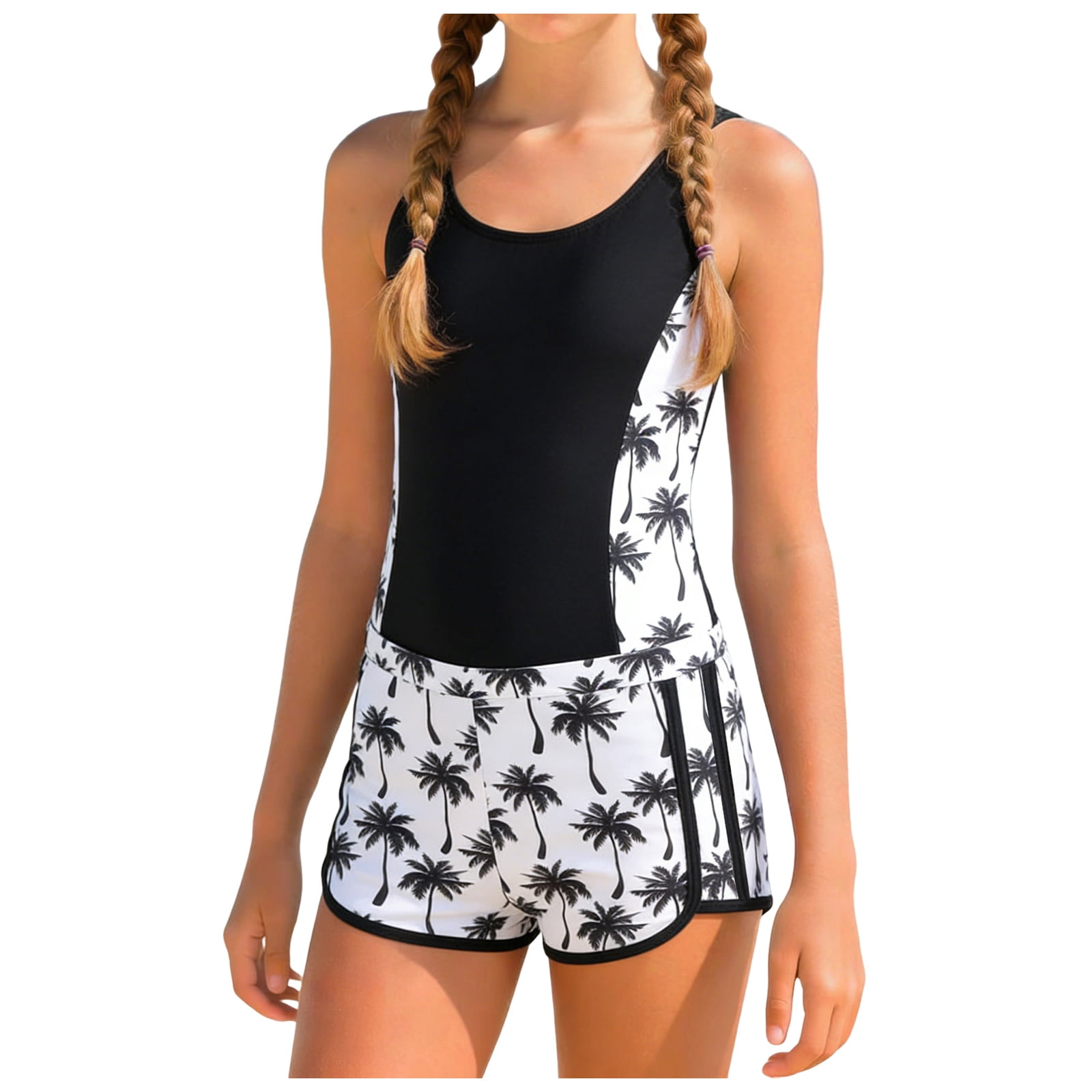 Bobogojp Girls Swimsuit One Piece Bathing Suit With Tropical Print