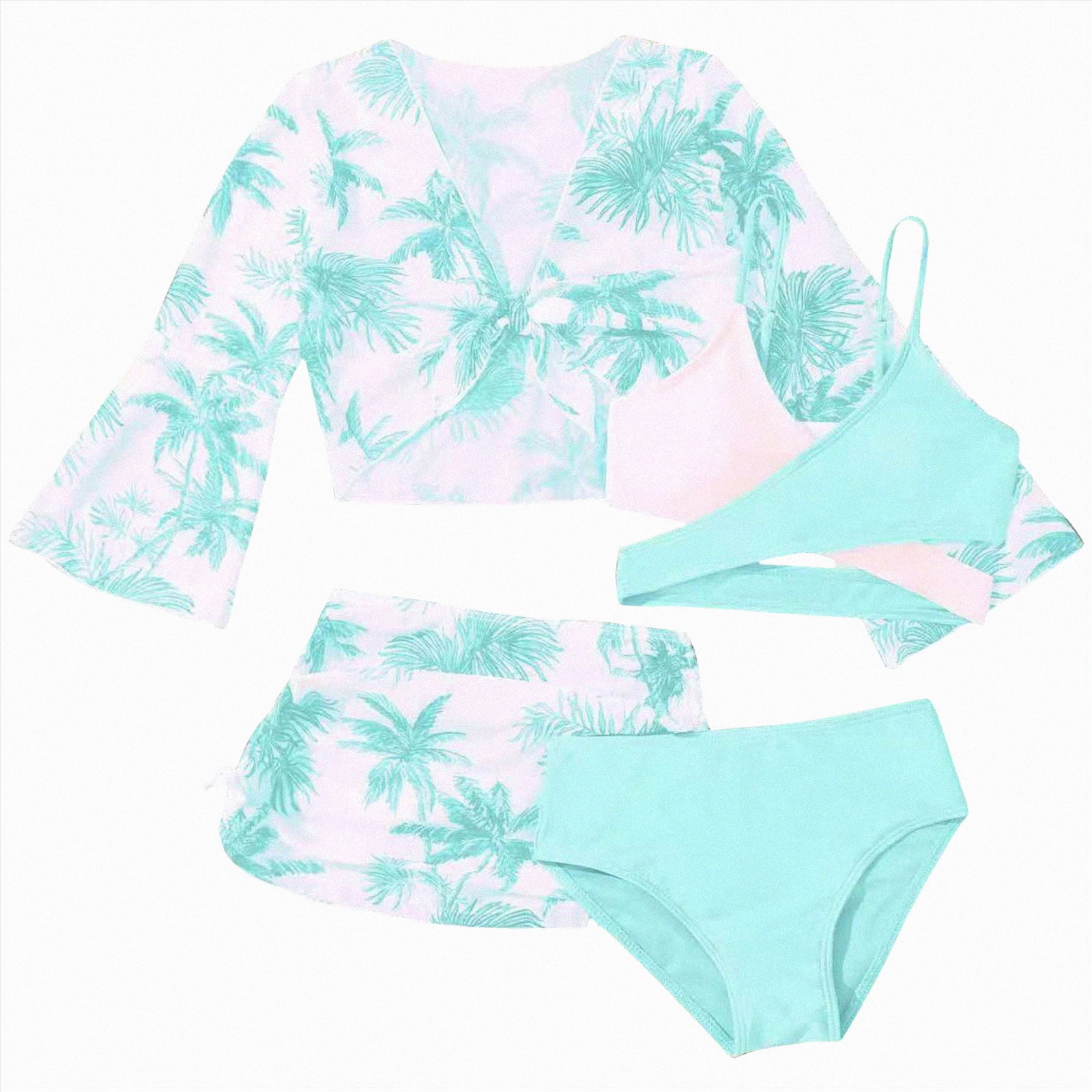 BOBOGOJP Girls Swimsuit Teen Cute Bathing Suits 4 Tropical Print Beach ...