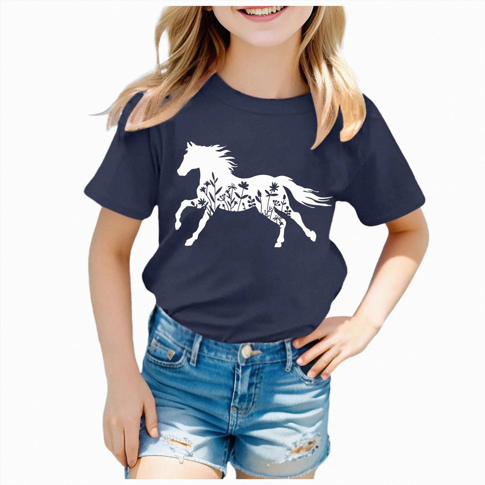 BOBOGOJP Horse Shirt Girls Western Shirt Cowgirl Tshirts Horse Riding ...