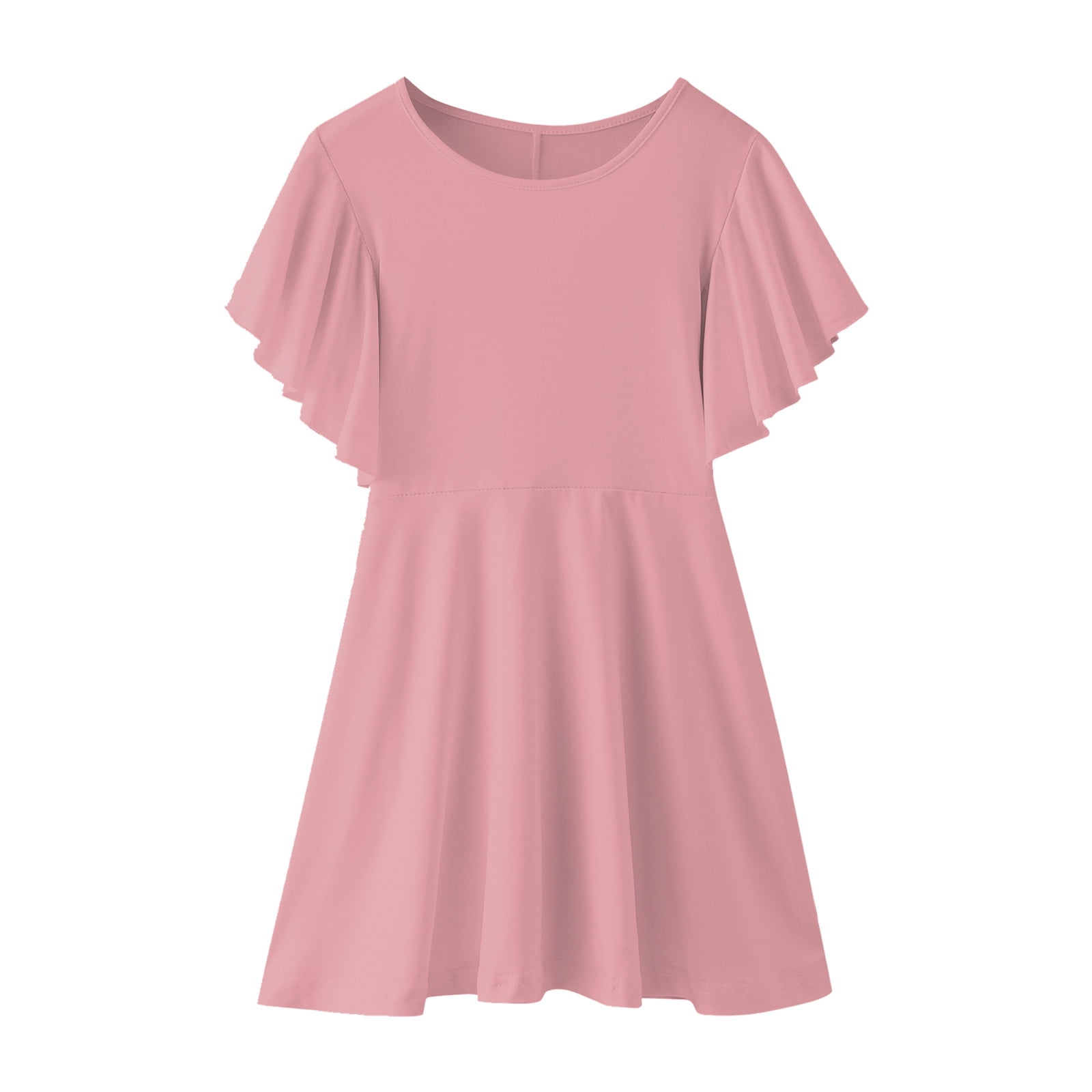 BOBOGOJP Little Girls Flutter Sleeve Dress Perfect for Casual Wear ...