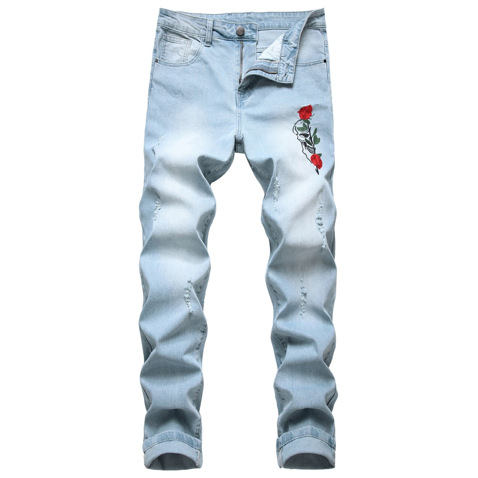 BOBOGOJP Men's Slim Fit Skinny Stretch Comfy Jeans with Zipper and ...
