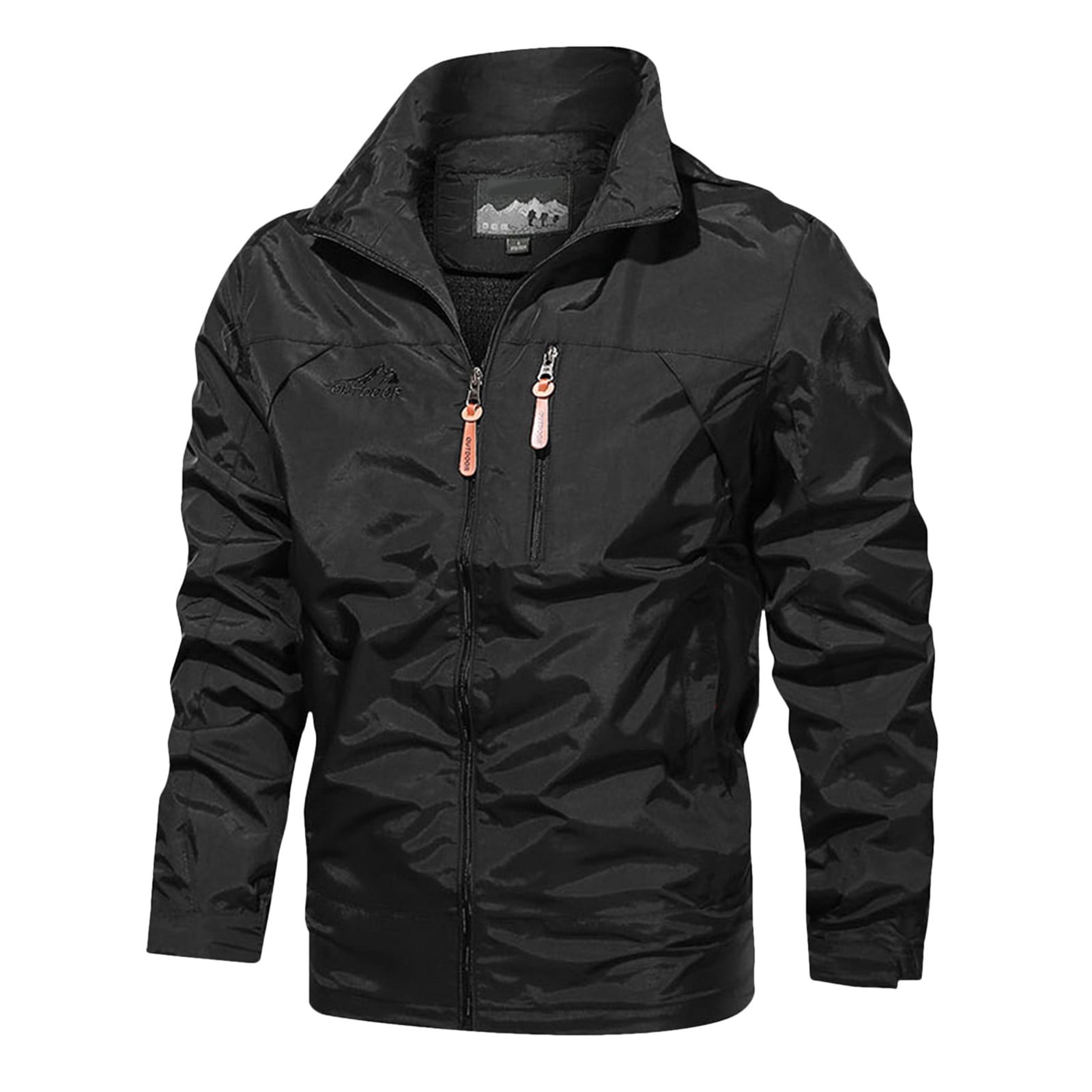 BOBOGOJP Men's Spring Fall Casual Windbreaker Jacket Cargo Stand Collar ...