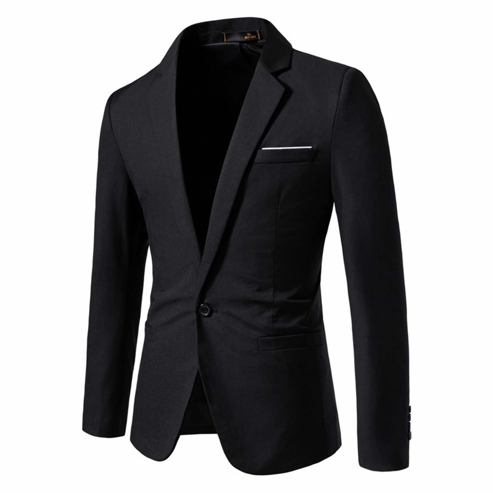 BOBOGOJP Men's Suit Jacket One Button Slim Fit Sport Coat Business ...