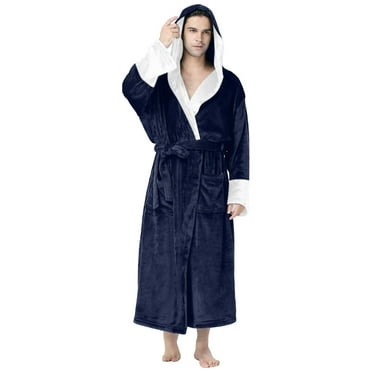 FashGudim Mens Robes Big and Tall Full Length Shawl Collar Long Plush ...