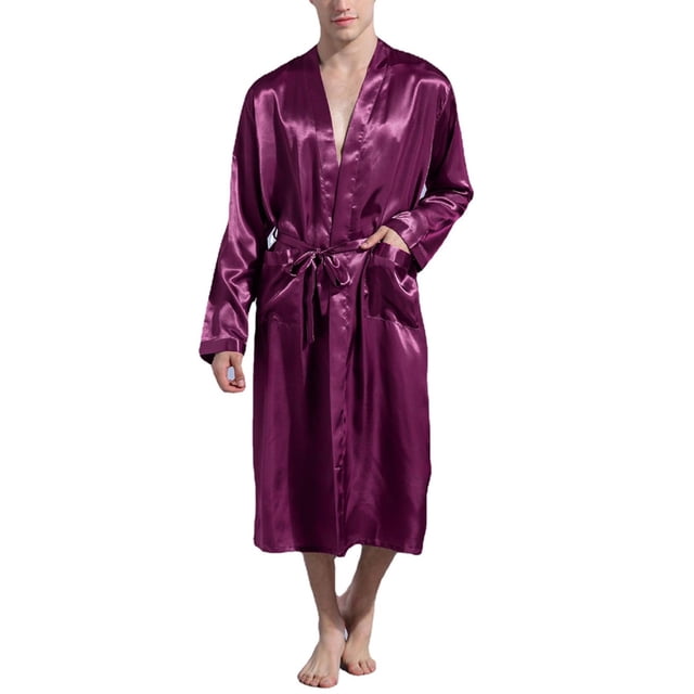 BOBOGOJP Mens Lightweight Waffle Knit Robe Soft Kimono Spa Bathrobes ...