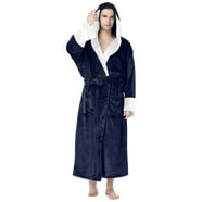 FashGudim Mens Robes Big and Tall Full Length Shawl Collar Long Plush Robe (Navy,L/XL) - Walmart.com