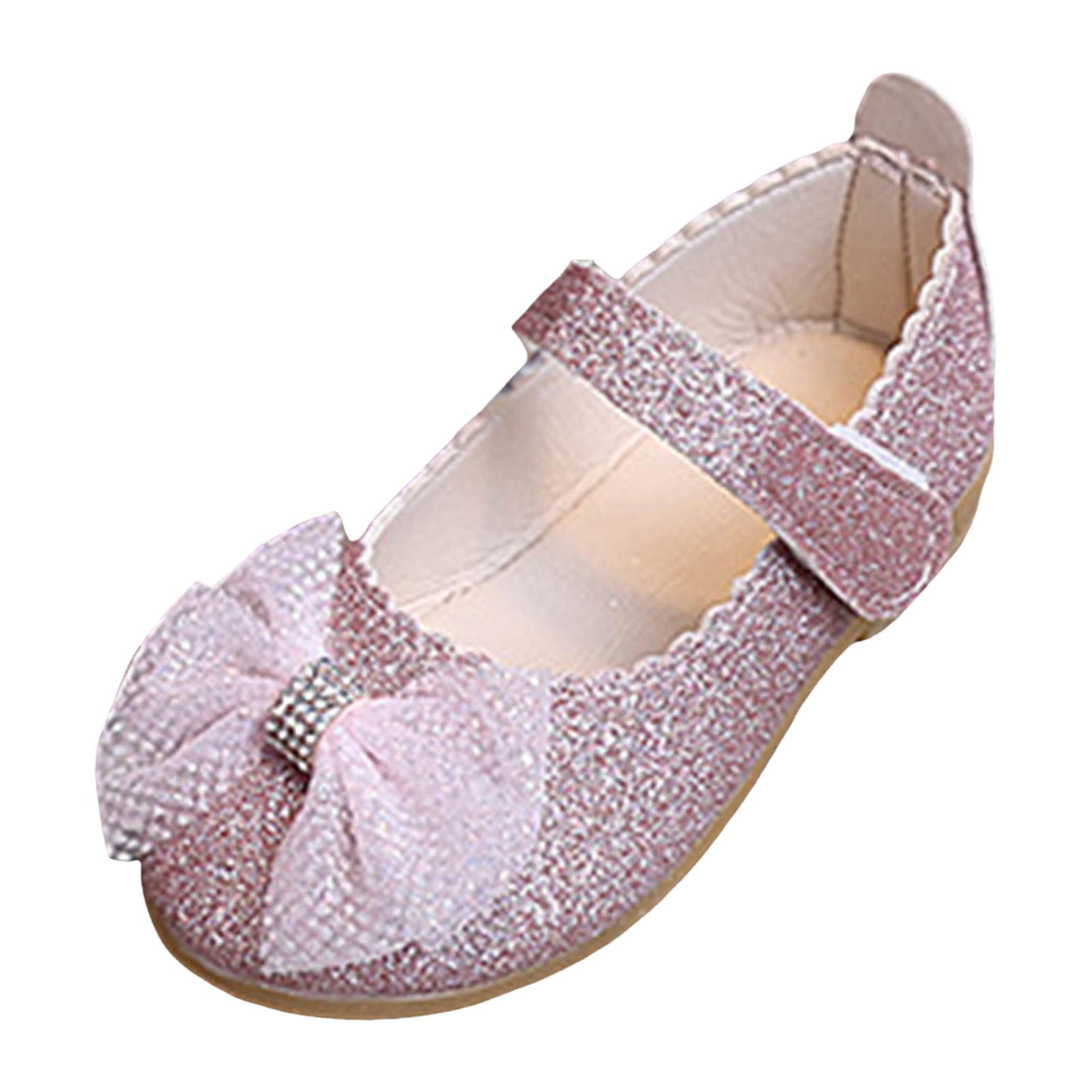 BOBOGOJP Silver Girl's Bow Mary Jane Dress Shoes Ballet Princess Flats ...