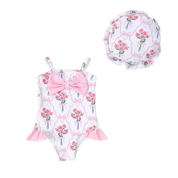 BOBOGOJP Toddler Baby Girl Swimsuit One Piece Bathing Suits with Hat ...