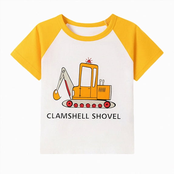 BOBOGOJP Toddler Boy Shirts Dinosaur Car Excavator Cotton T Shirts Boys ...