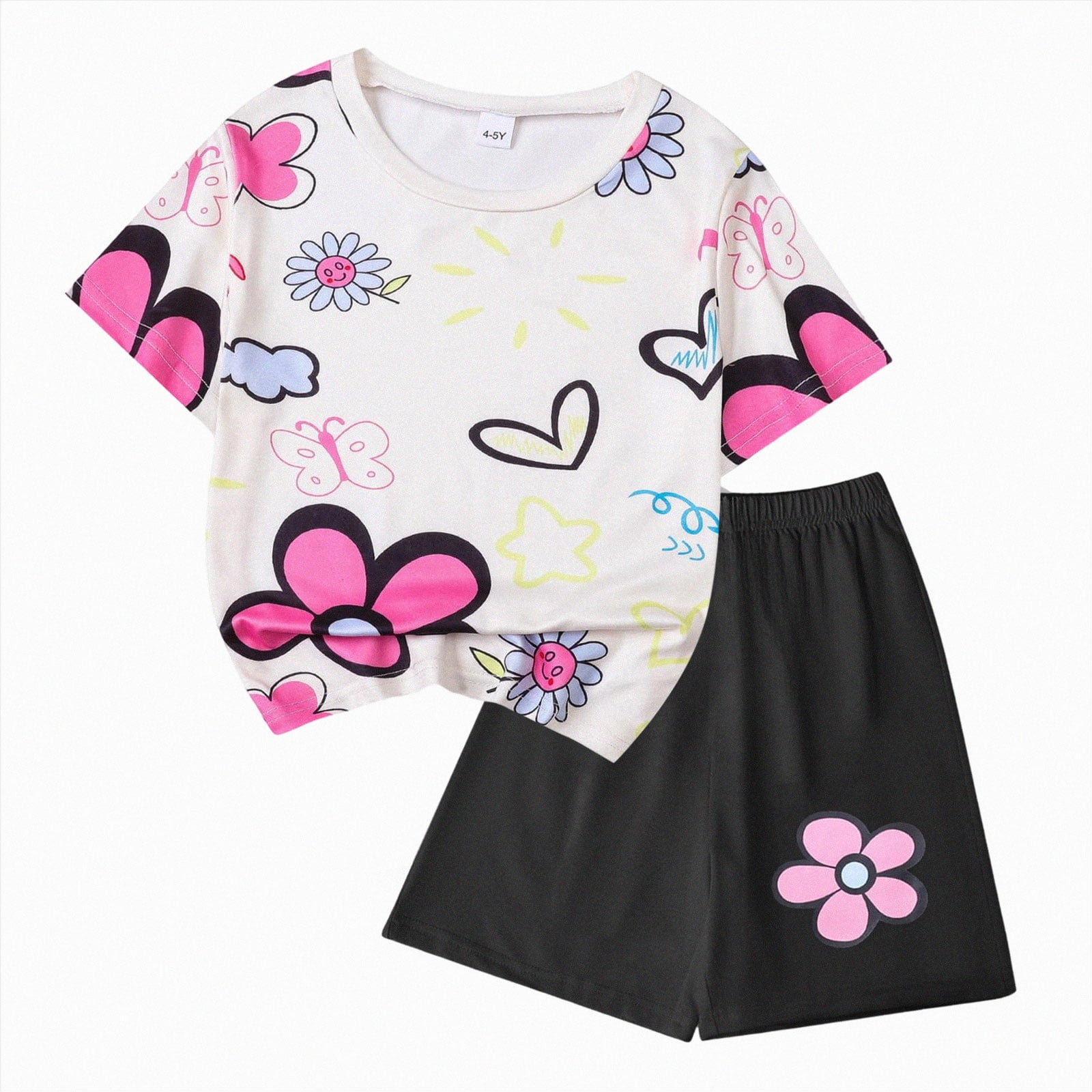 BOBOGOJP Toddler Girl Clothes Floral Printed Top Shorts Outfits 2Pcs ...