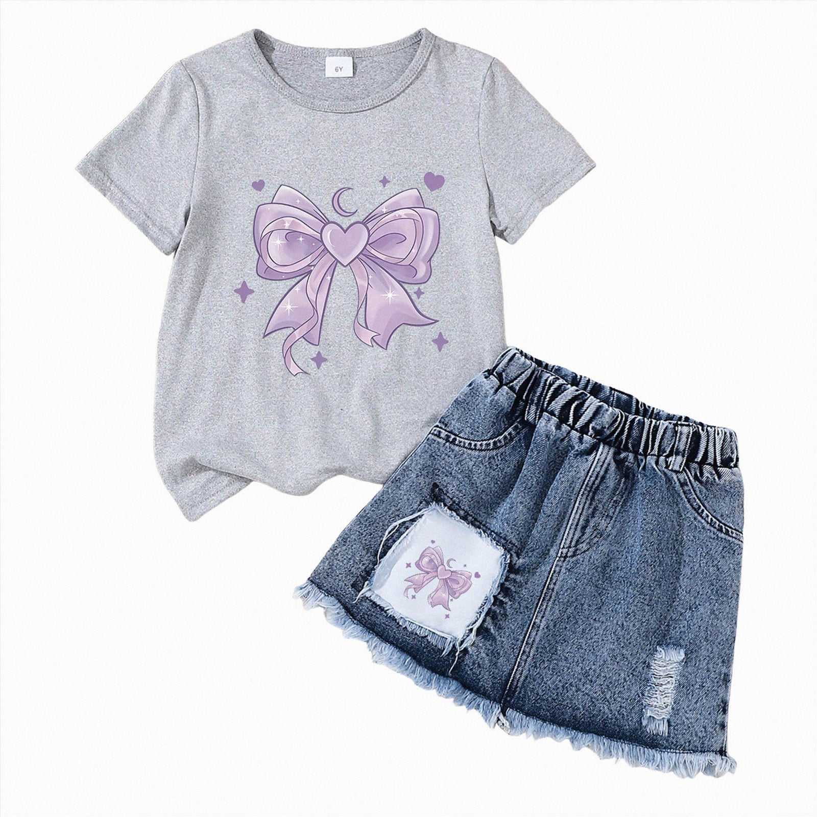 BOBOGOJP Toddler Girl Clothes Summer Cotton Print T-Shirt Shorts Set ...