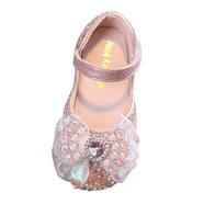 Dyfzdhu Girls Sandals Rhinestone Flower Shoes Low Heel Flower Wedding Party Dress Pump Shoes ...