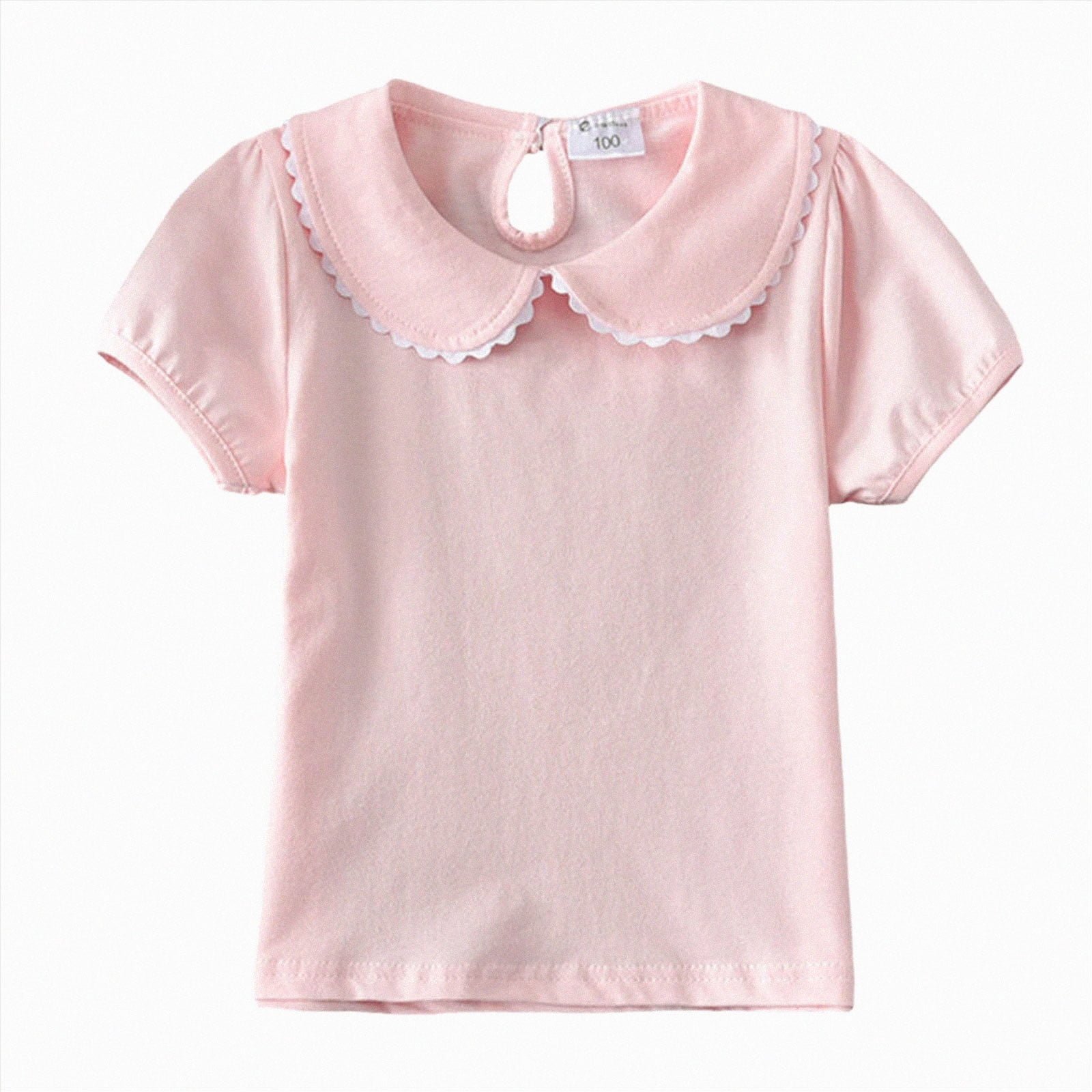 BOBOGOJP Toddler Girls Short Sleeve Solid Color Basic Shirt Baby Summer ...