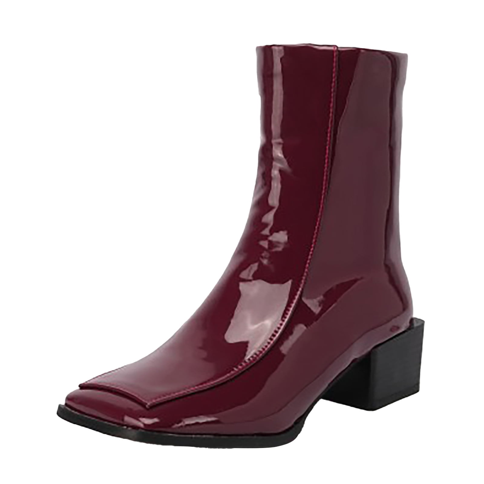 BOBOGOJP Women Ankle Boots Square Toe Chunky Heel Booties Mid Stacked ...