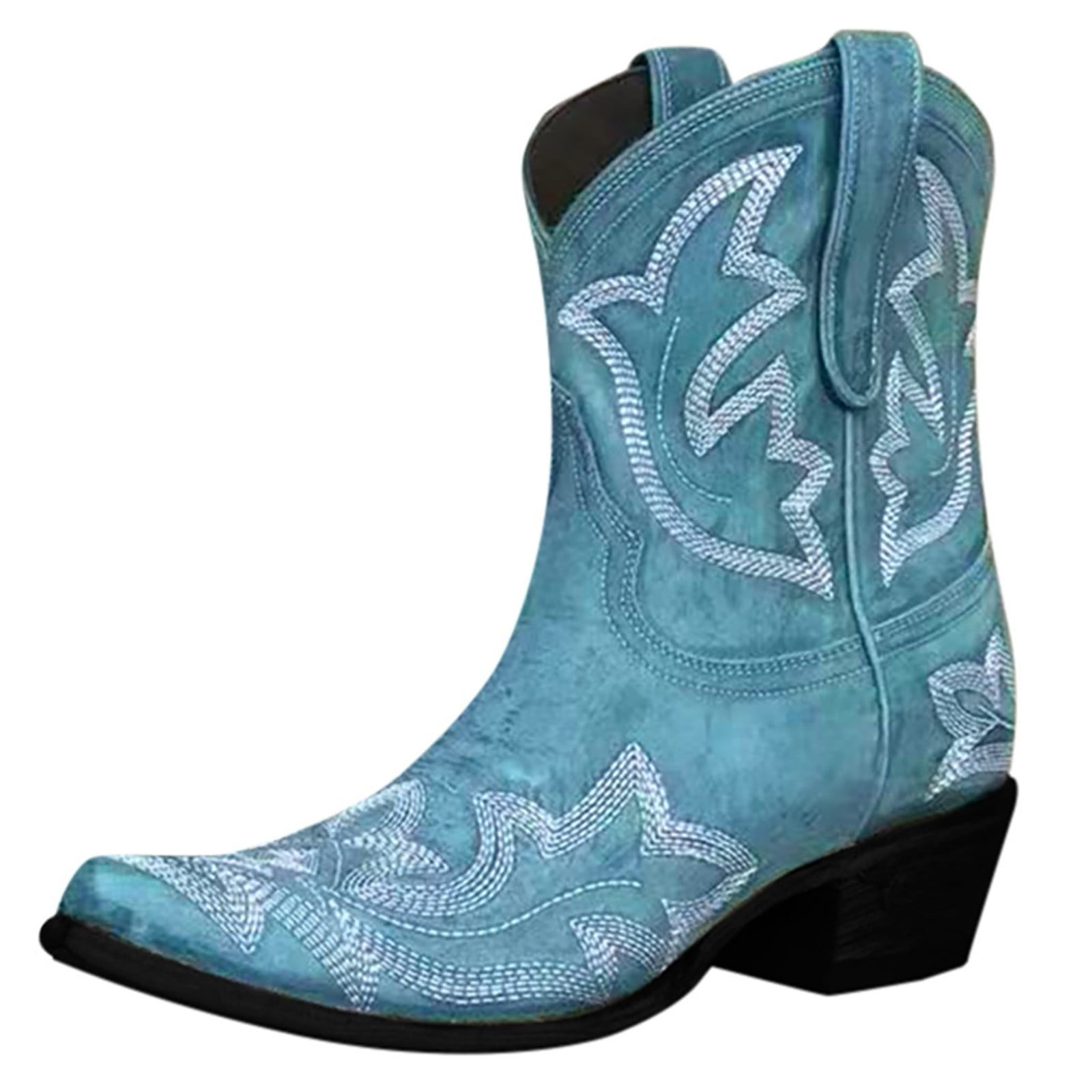 BOBOGOJP Women Cowgirl Cowboy Western Stitched Ankle Boots Pointed Toe ...