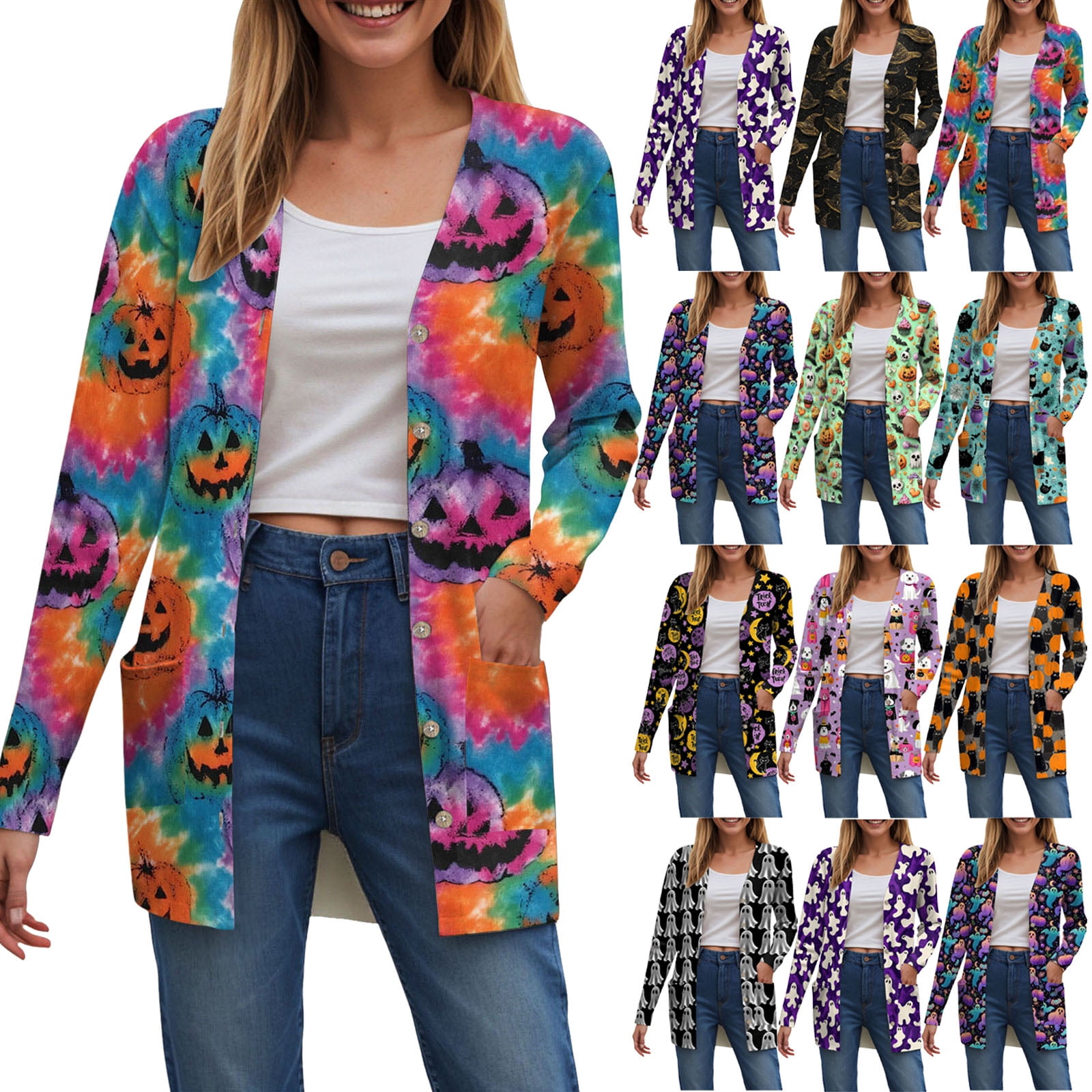 BOBOGOJP Women's Lightweight Cardigan Sweaters Open Front Long Sleeve ...