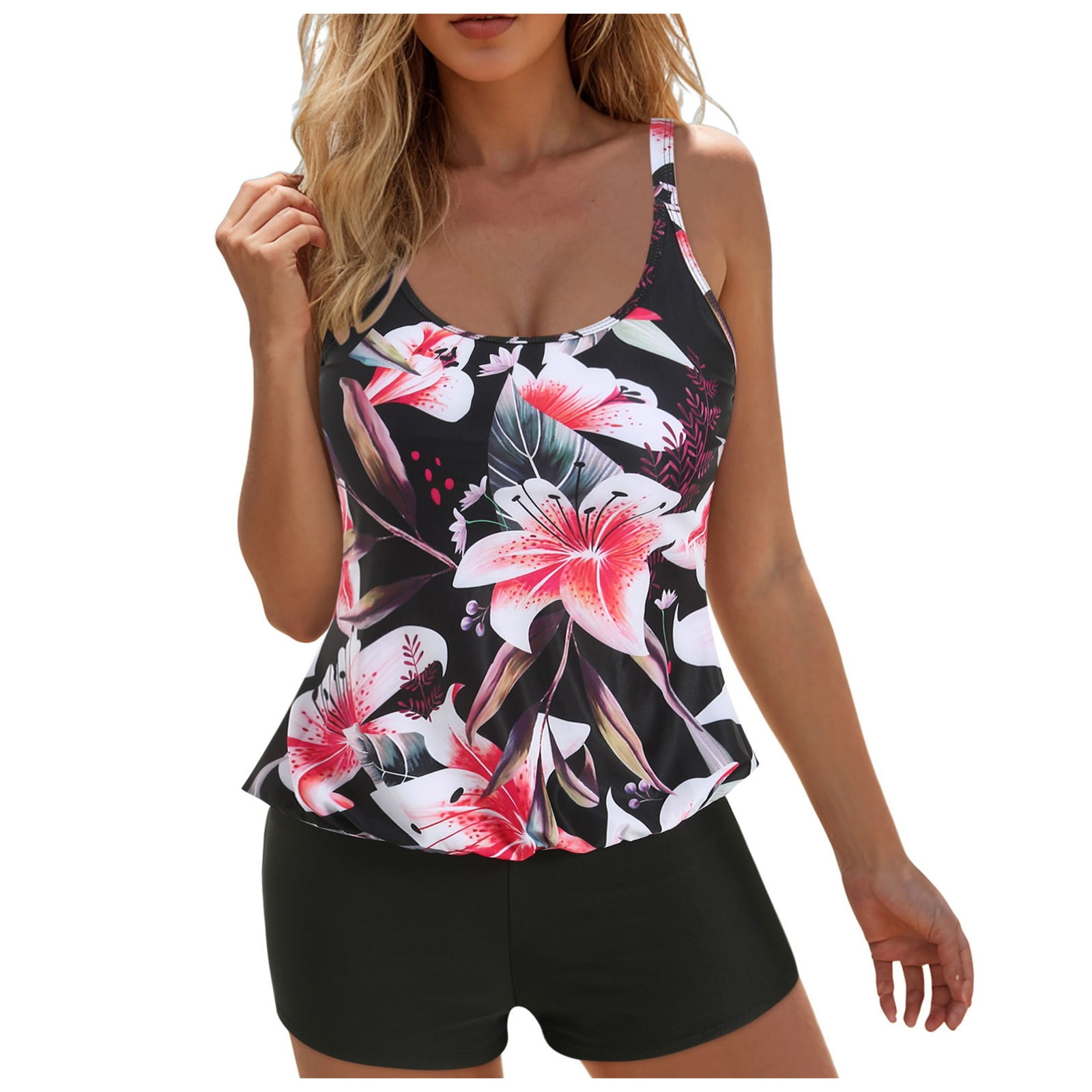 BOBOGOJP Womens Tankini Swimsuits with Skirt - Two Piece Tummy Control ...