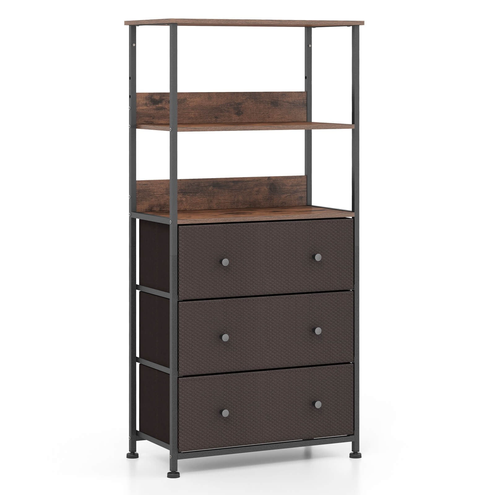 BOBOKY 3 Drawer Dresser with Metal Frame and Open Shelves Vertical ...