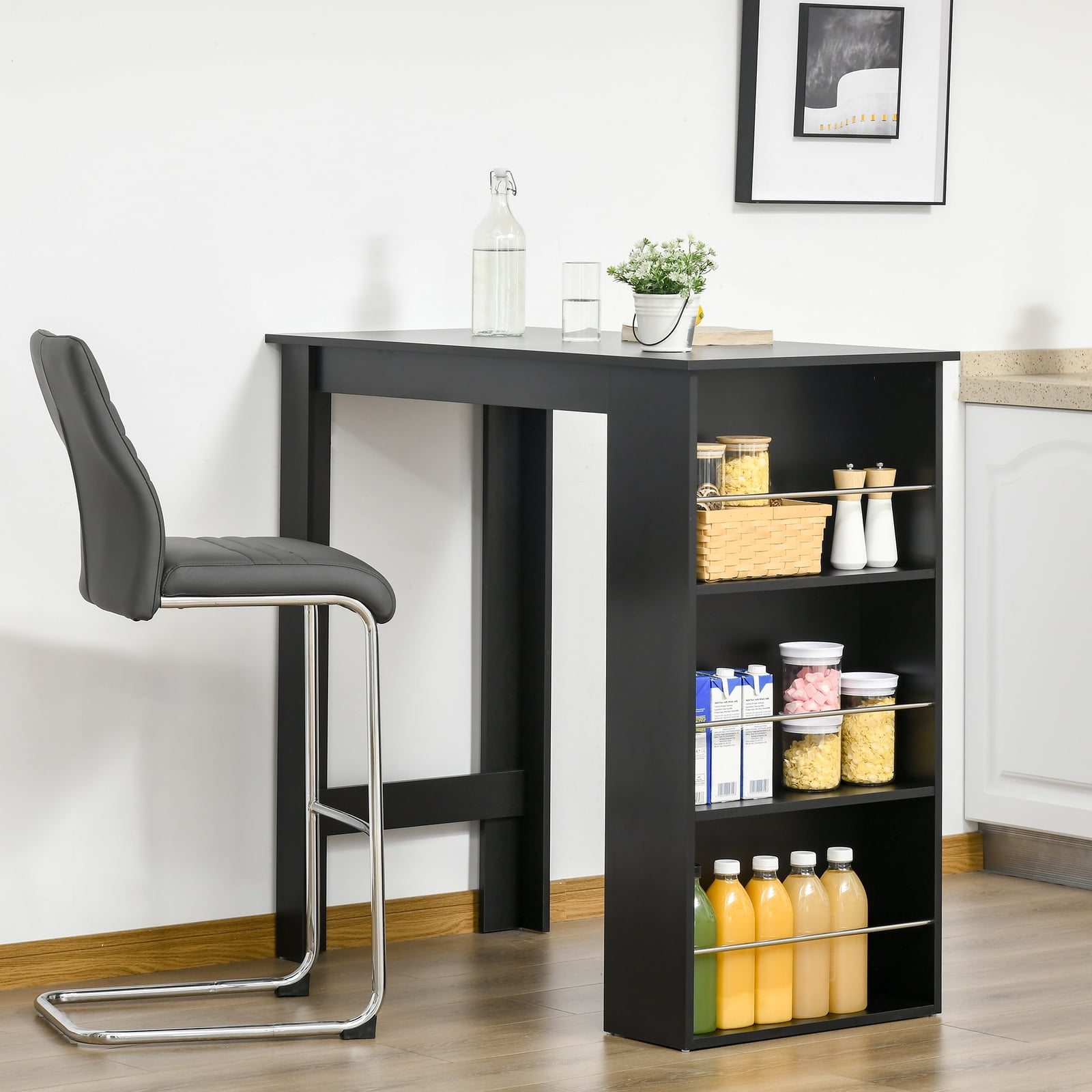 BOBOKY 3-Tier Storage Bar Table, Counter Height Dining Table for Small ...