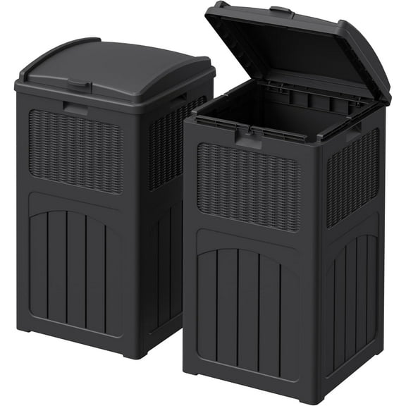 33 Gallon Hideaway for - Resin Outdoor Trash with Lid - Taupe - Walmart.com