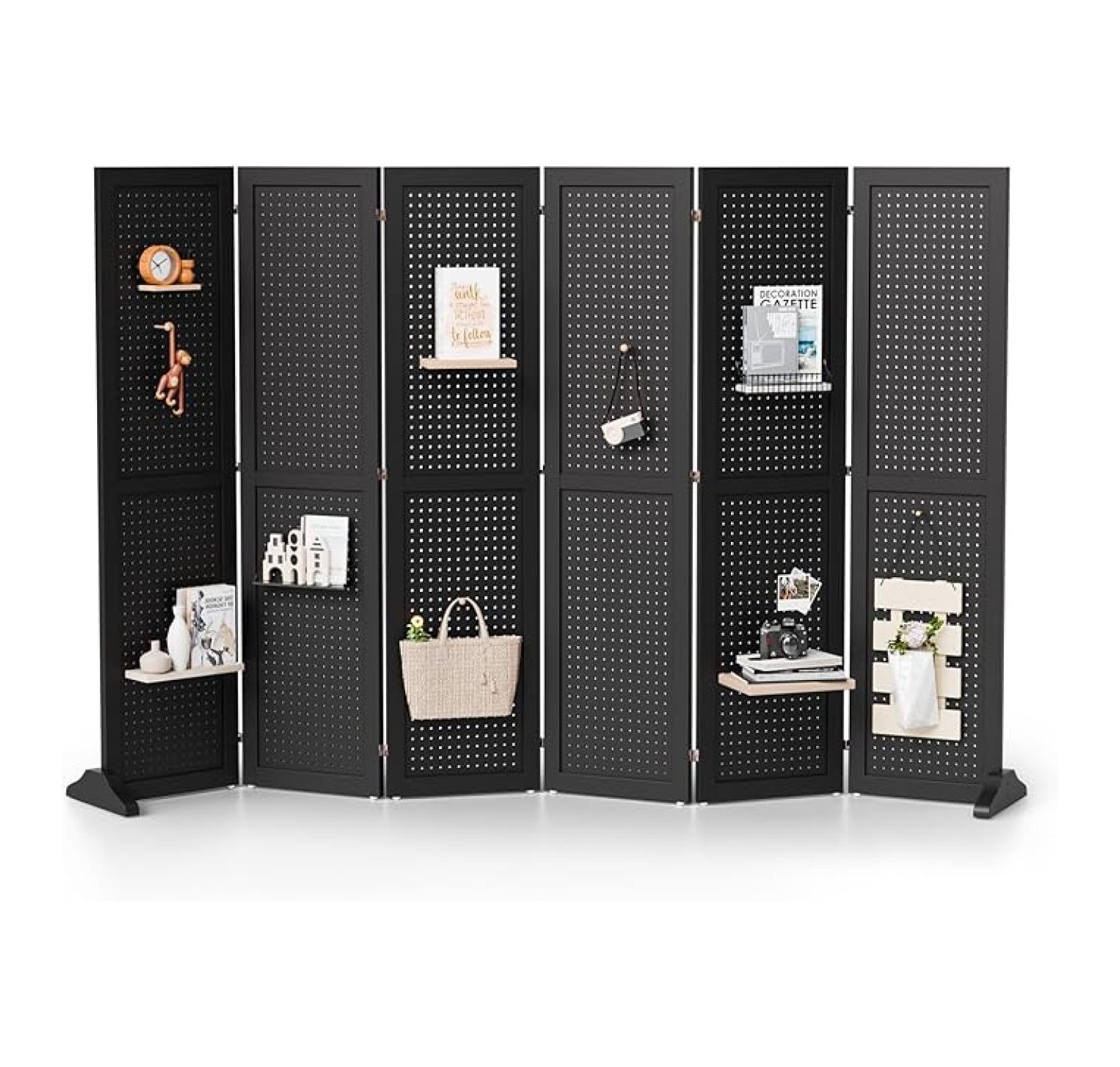 BOBOKY 4/6 Panel Pegboard Freestanding, 5 FT Portable Display Board ...