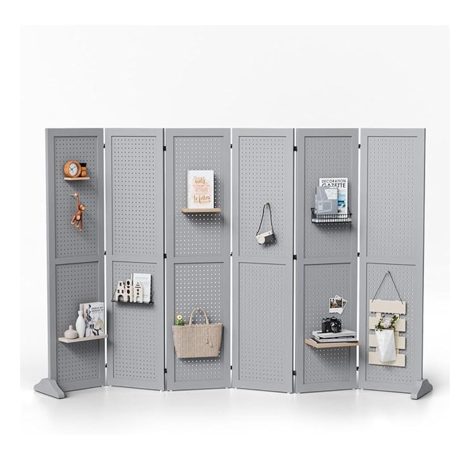 BOBOKY 4/6 Panel Pegboard Freestanding, 5 FT Portable Display Board ...