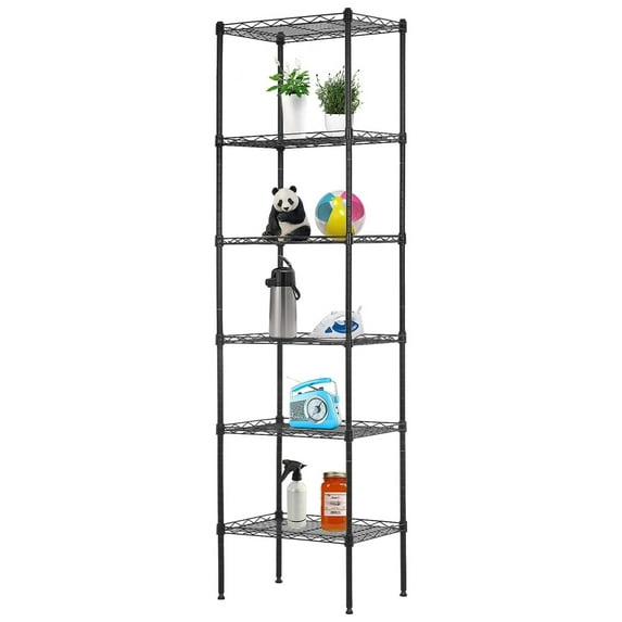 BOBOKY | 6-Tier Wire Shelf | 17"x12"x64" | Black | Adjustable Racks ...