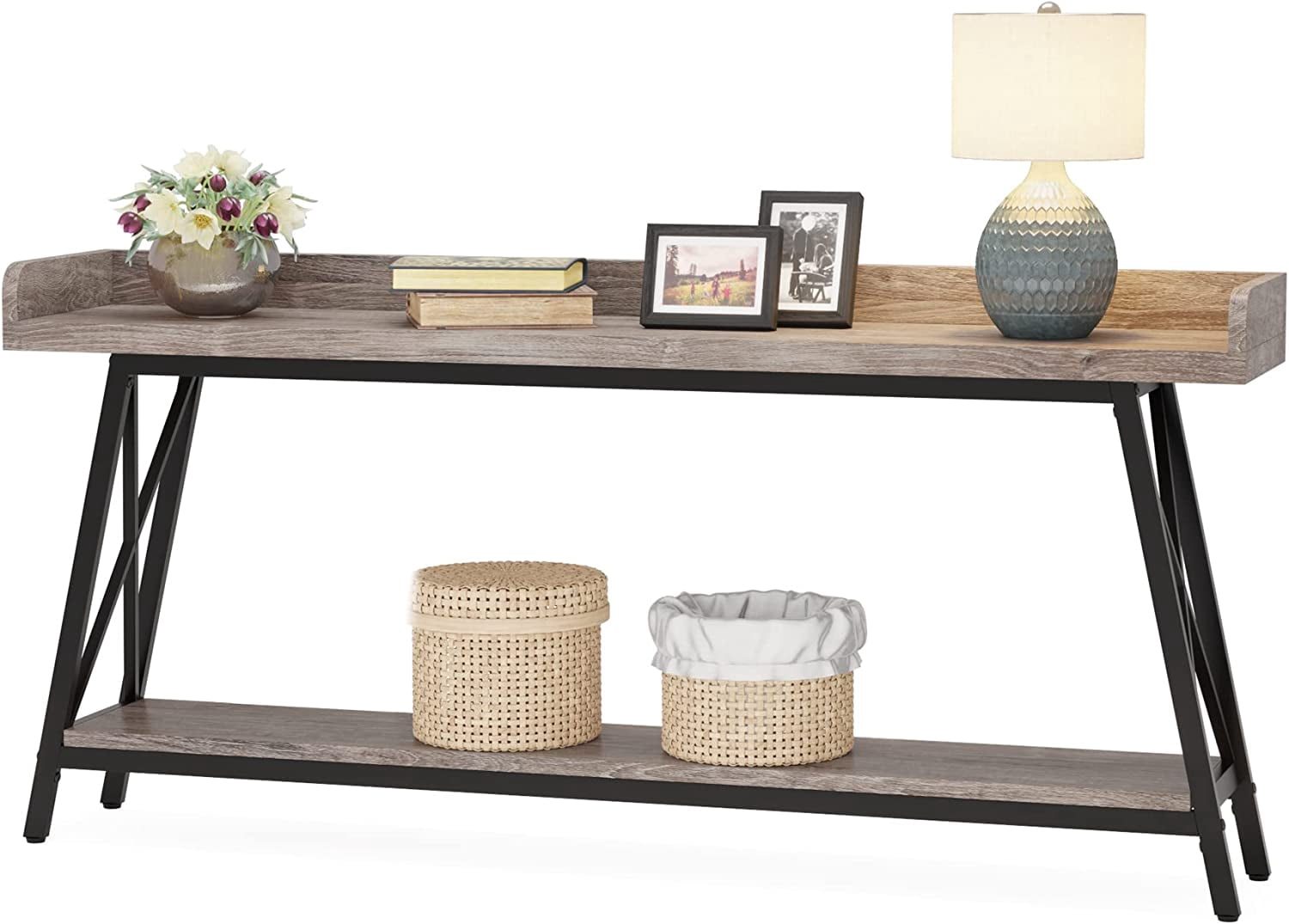BOBOKY 70.9 inch Extra Long Console Table Behind Couch, Rustic ...