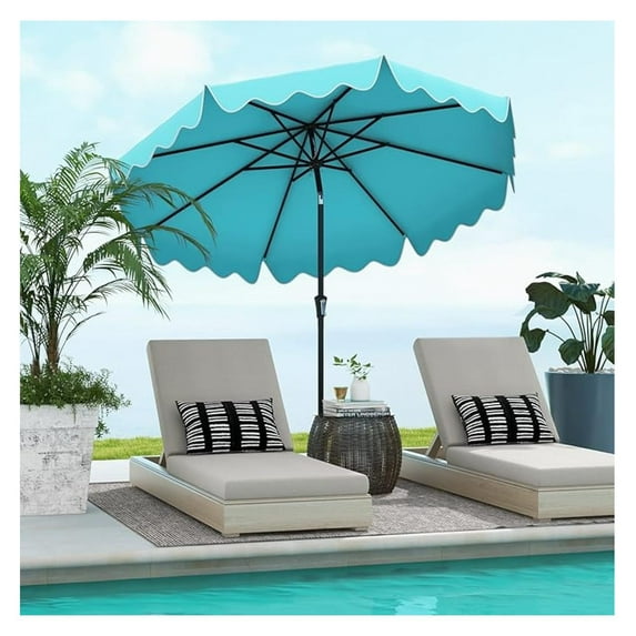 BOBOKY 9Ft Patio Umbrella with Crank, 2-Tier Outdoor Umbrella with Push ...