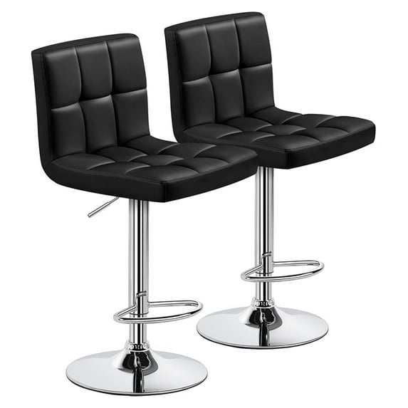 BOBOKY Bar Stools Set of 2, Adjustable PU Leather Swivel Barstools ...