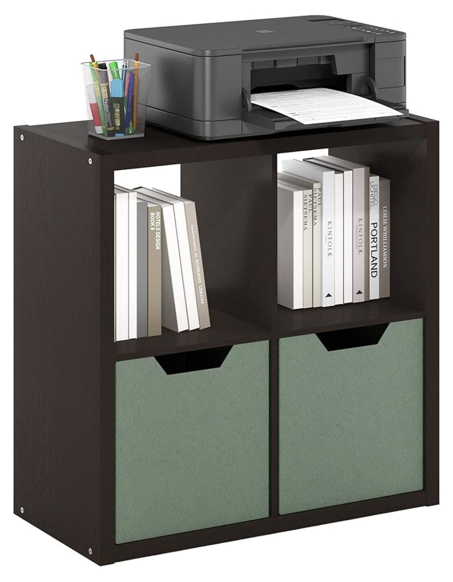 BOBOKY CUBICLE Book Shelf, 4-Cube Thick Frame Bookshelf, Reversible ...