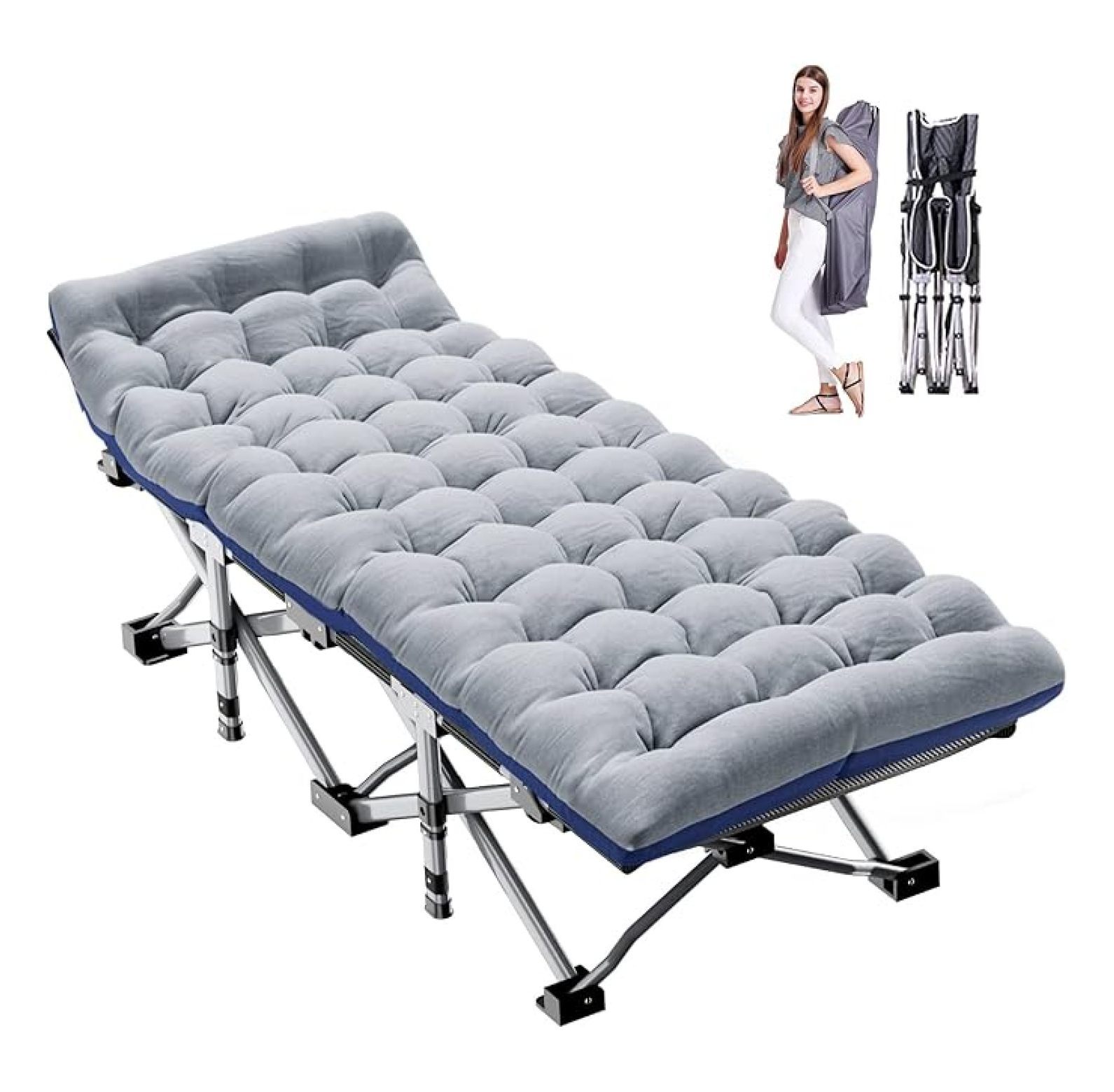 BOBOKY Camping Cot for Adult 28" Extra Wide, Heavy-Duty 1200D Oxford ...