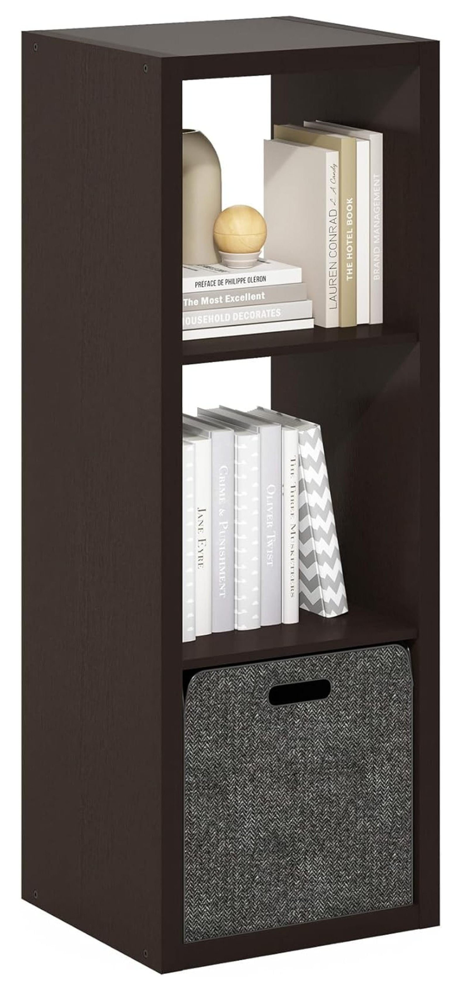 BOBOKY Cubicle Book Shelf, 3-Cube Thick Frame Bookshelf, Horizontally ...