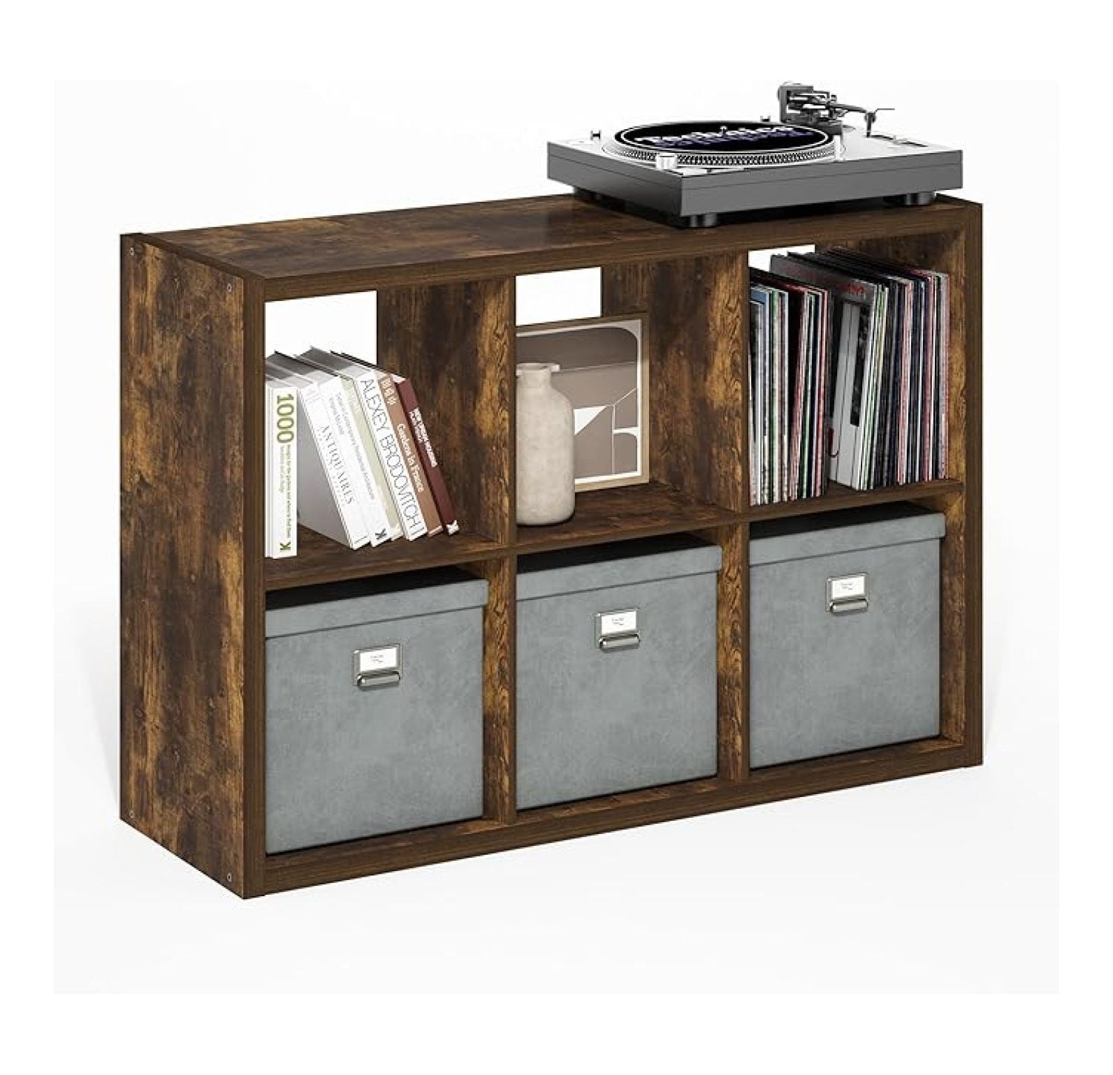 BOBOKY Cubicle Book Shelf, 6-Cube Thick Frame Bookshelf, Horizontally ...