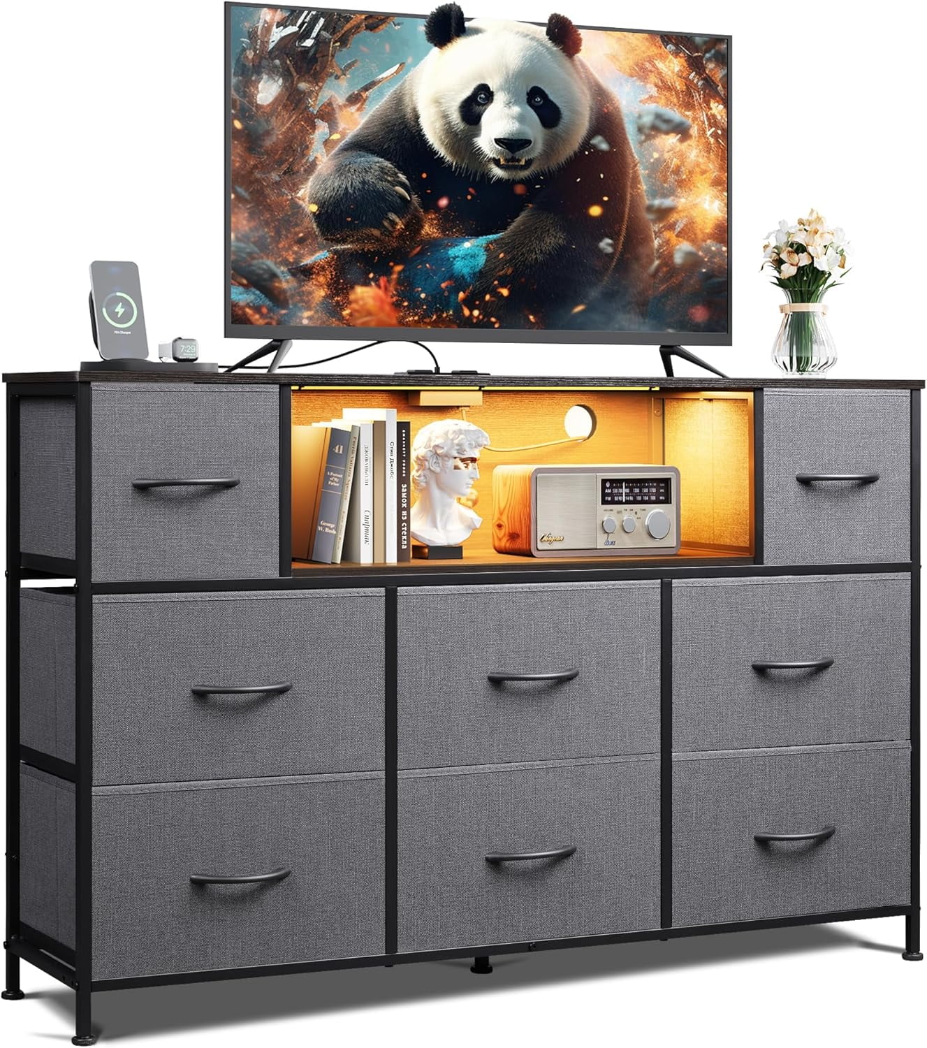 BOBOKY Dark Grey TV Stand for 45,50,55 inch TV, Entertainment Center ...