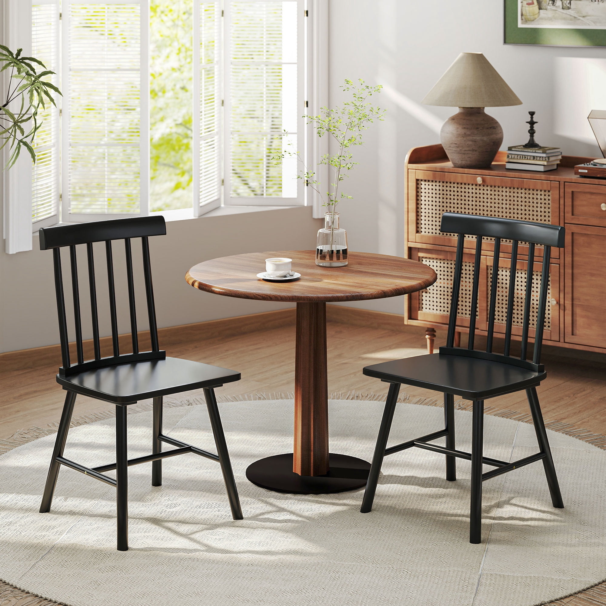 BOBOKY Farmhouse Dining Chairs Solid Rubber Wood Kitchen Chairs with ...