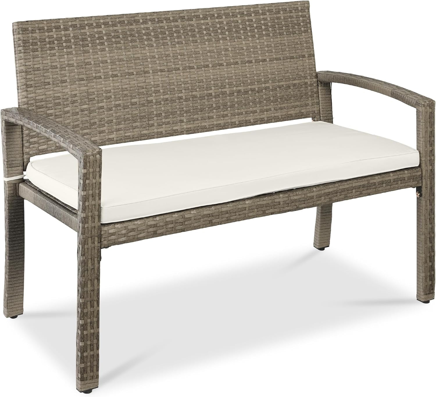 BOBOKY Outdoor Bench 2-Person Wicker Garden Patio Benches Seating ...