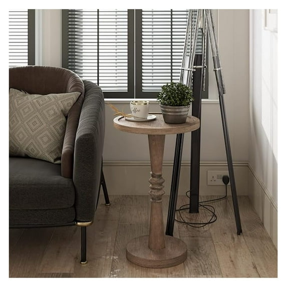 BOBOKY Pedestal Round End Table for Drinking, Farmhouse Tray Top Samll ...