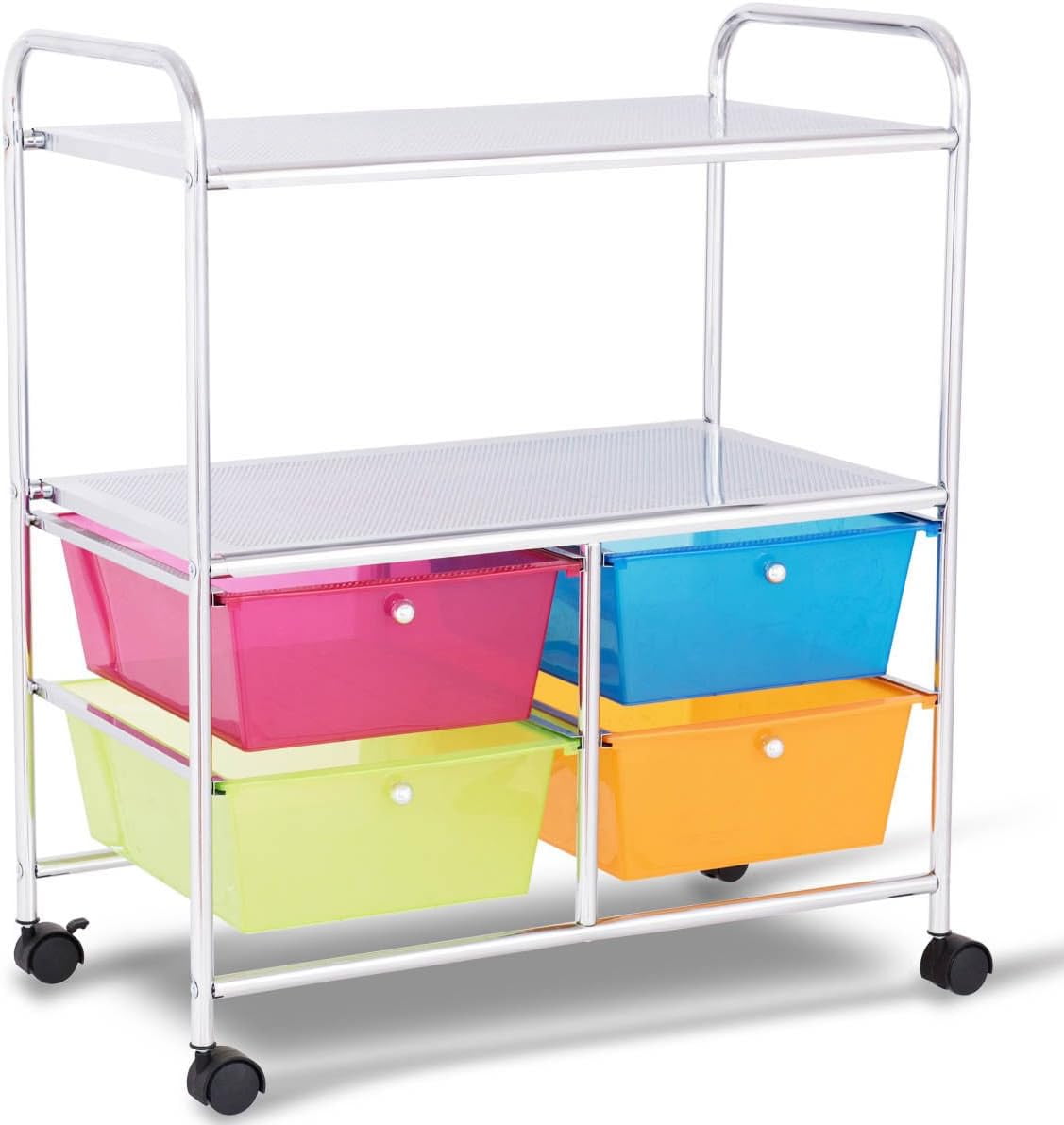 BOBOKY Rolling Storage Cart with 4 Drawers 2 Shelves Metal Rack Shelf ...